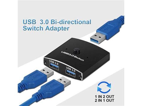 USB 3 0 Switch Selector Bi Directional USB Switch 2 In 1 Out 1 In 2 Out ESTONE USB Switcher