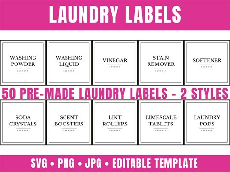 Laundry Labels Template With 50 Laundry Svg Labels Printable And