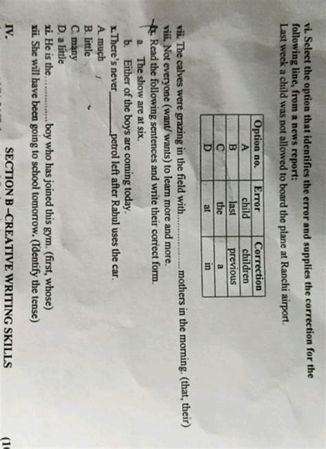 Vi Select The Option That Identifies The Error And Supplies The Correcti