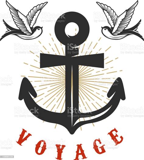 조각 스타일에 제비가있는 빈티지 앵커의 일러스트 라벨 기호 포스터 티셔츠에 대한 디자인 요소 벡터 일러스트레이션 개체 그룹에 대한 스톡 벡터 아트 및 기타 이미지 Istock