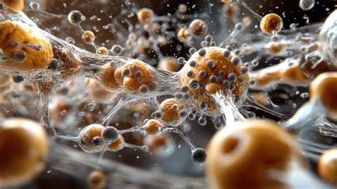 A High Resolution Artistic Rendering Of Microscopic Cellular Structures Merging Biotechnology