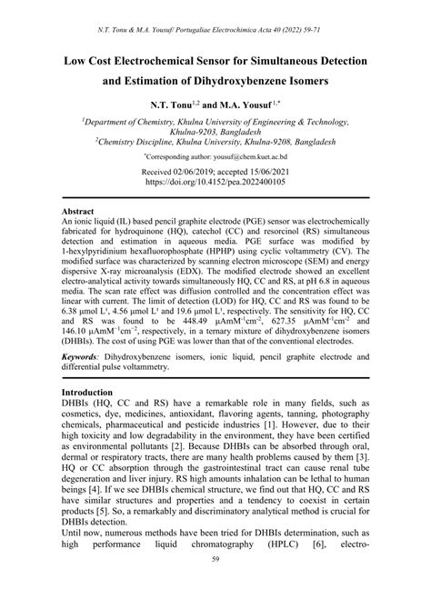 Pdf Low Cost Electrochemical Sensor For Simultaneous Detection And Estimation Of