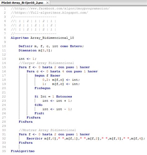 PSEINT MATRIZ EJERCICIO CÓDIGOS Hot Sex Picture