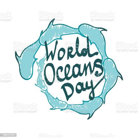 세계 해양의 날 엽서 템플릿 낙서 스타일로 손으로 그린 물고기 나선형으로 배열 된 바다 생물 손으로 쓴 비문 0명에 대한 스톡 벡터 아트 및 기타 이미지 Istock
