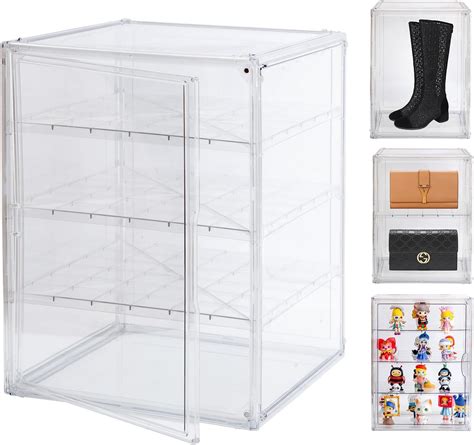 Amazon Com BOHOIDEE 3X Large 4 Tiers 17 7 X13 X13 Acrylic Display Case With 3 Division Boards