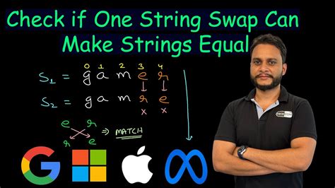 Check If One String Swap Can Make Strings Equal Leetcode 1790 Youtube