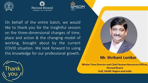 Kumar Yash Kesharwani On Linkedin We Were Fortunate To Have Mr Shrikant Lonikar Chro Pernod