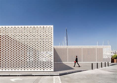 Perforated Cladding Unifies Scobs Barcelona Marina Buildings