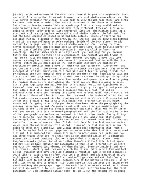 4 English Html Lists Tutorial Html5 List Types Ordered Unordered