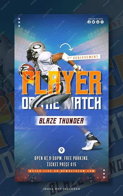 경기 소셜 미디어 스토리 템플릿의 축구 선수 무료 Psd 파일