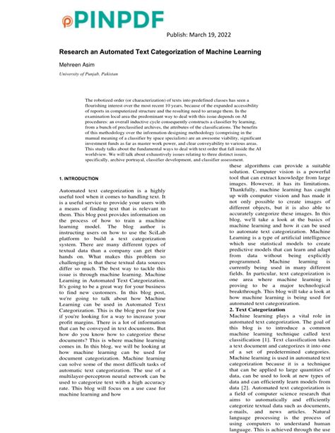 Pdf Research An Automated Text Categorization Of Machine Learning