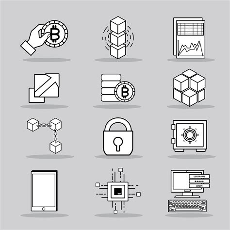 Set Blockchain Security Technology With Data Center 659513 Vector Art