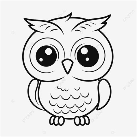 귀여운 올빼미 색칠하기놀이 벡터 기본 간단한 귀여운 만화 올빼미 귀여운 개요 흰색 배경에 고립 어린이 색칠 페이지 Png 일러스트 및 벡터 에 대한 무료 다운로드