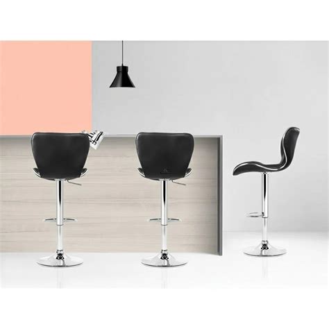 Artiss 4x Bar Stools Gas Lift Leather Seat Black Kmart