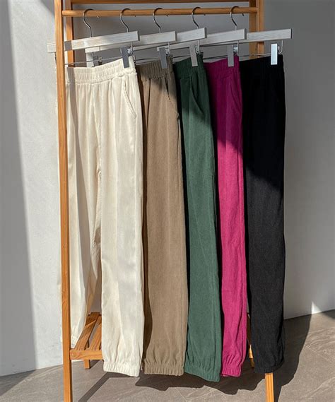 기획가155cm 쨍한컬러2 밴딩코듀로이조거팬츠 에이블리