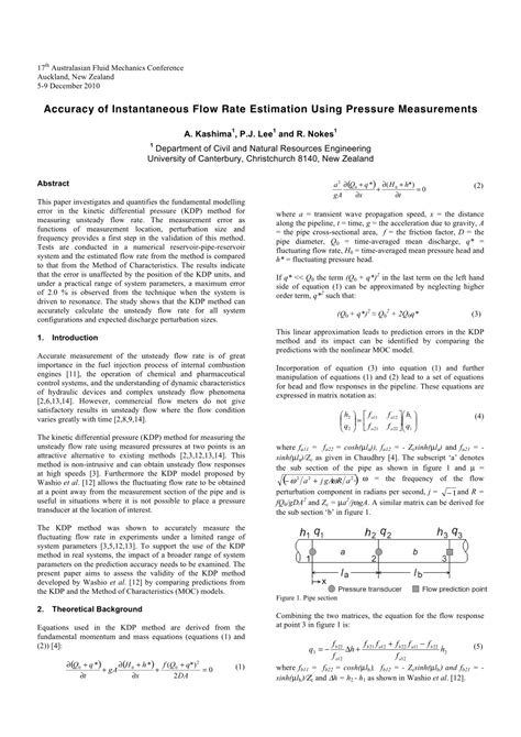 Pdf Accuracy Of Instantaneous Flow Rate Estimation Using Pressure