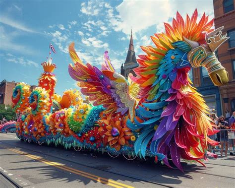 A Pride Parade Float With Vibrant Decorations Wide Shot Stock Images Artofit