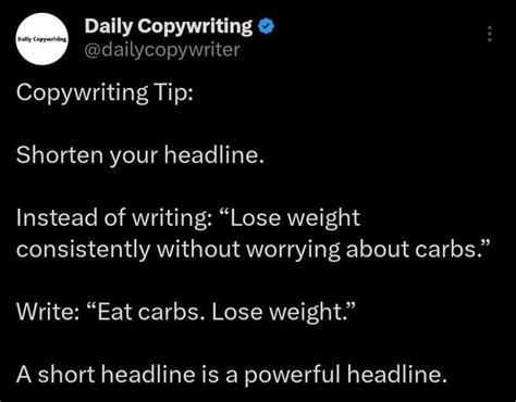 Daily Copywriting On Linkedin Copywriting Tip Shorten Your Headline Instead Of Writing “lose