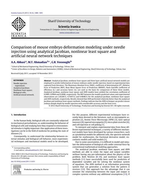 pdf comparison of mouse embryo deformation modeling under needle injection using analytical