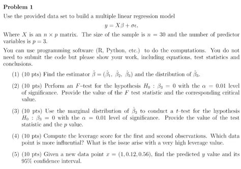 Problem 1 Use The Provided Data Set To Build A