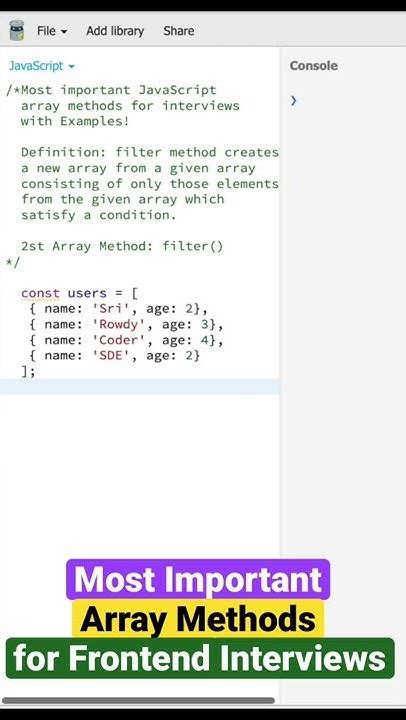 Q 26 Most Important Javascript Array Methods For Interviews Javascript Arrays Interview