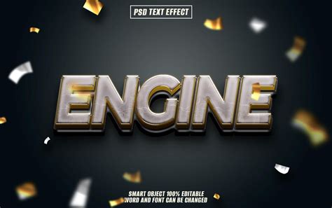 엔진 텍스트 효과 글 편집 가능한 타이포그래피 3d 텍스트 프리미엄 Psd 파일