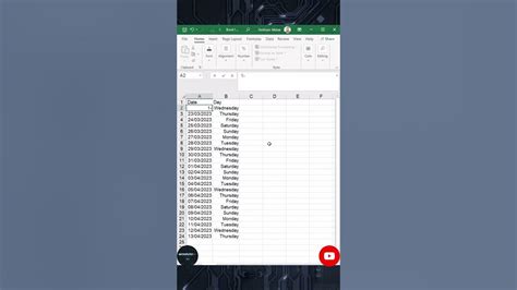 Excel Get Day From Date Extract Day From Date Youtube