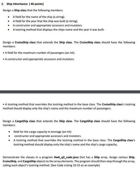 Solved Ship Inheritance Design A Ship Class That The