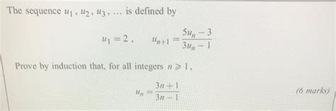 solved the sequence uy u2 u3 is defined by un 2 un 1