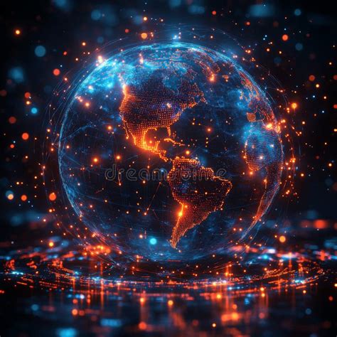 global digital network with lights connecting continents stock illustration illustration of