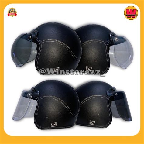 Jual Helm Sepeda Motor Half Face Bogo Kulit Polos Kbr Solid Polos