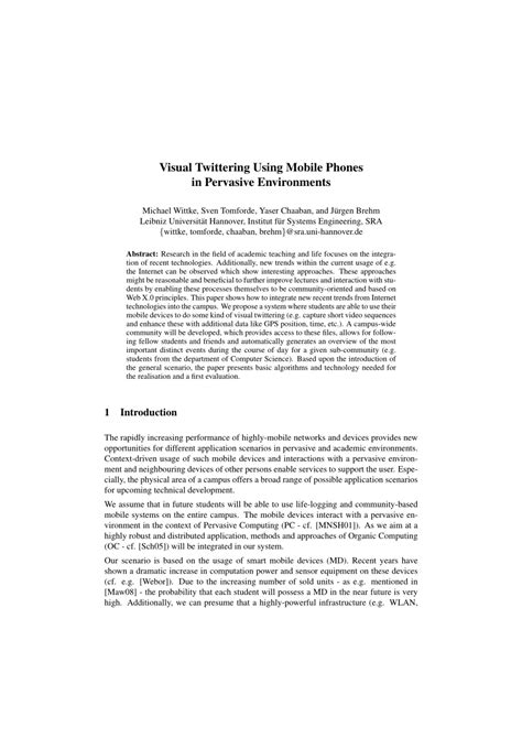 Pdf Visual Twittering Using Mobile Phones In Pervasive Environments