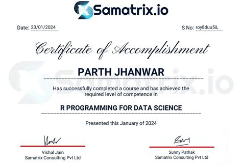 rprogramming datascience certificate parth jhanwar