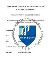 ASSIGNMENT 1 Docx INFORMATION AND COMMUNICATIONS UNIVERSITY SCHOOL OF
