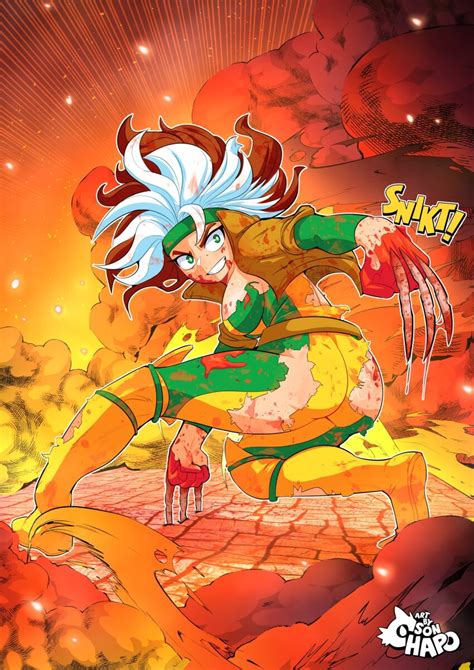 Sonchapo Rogue X Men Marvel X Men Highres 1girl Animification