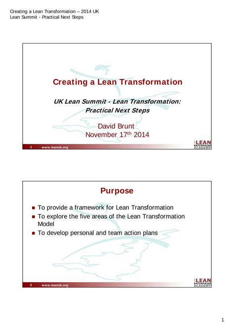 Pdf Creating A Lean Transformation Lean Enterprise Academy · Creating A Lean Transformation