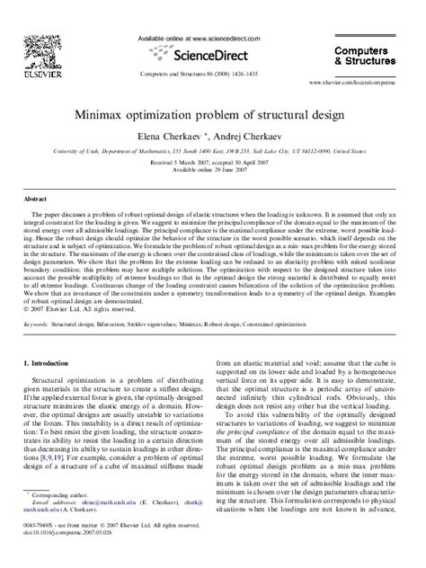 Pdf Minimax Optimization Problem Of Structural Design