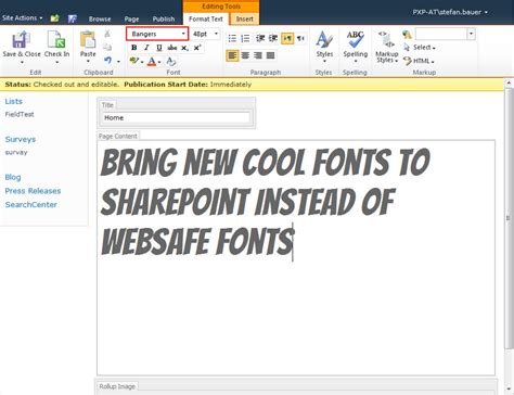 Use Font Face In Rich Text Editor Of Sharepoint 2010
