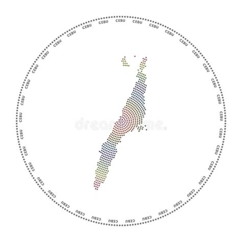 Cebu Round Logo Digital Style Shape Of Cebu In Dotted Circle With