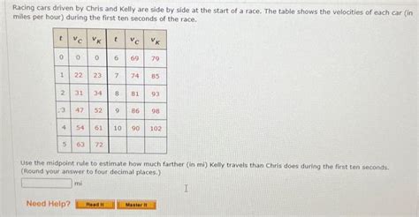 Solved Racing Cars Driven By Chris And Kelly Are Side By
