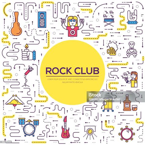 얇은 선 음악가 재생 및 바위 클럽과 바 개념에서 파티 하는 동안 무대에서 공연 합니다 플랫 개요 벡터 일러스트 레이 션 개념