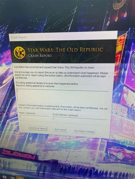 Bug Report After Kicked Out Of Game Bug Reports Swtor Forums