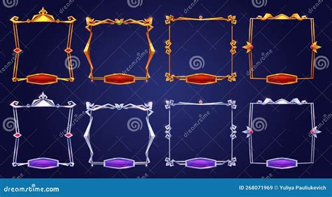 Empty Square Silver And Gold Frames Medieval Style Stock Vector Illustration Of Isolated