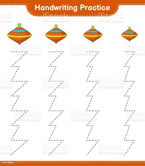 필기 연습 소용돌이 장난감의 라인을 추적 교육 어린이 게임 인쇄 워크 시트 벡터 일러스트레이션 0명에 대한 스톡 벡터 아트 및