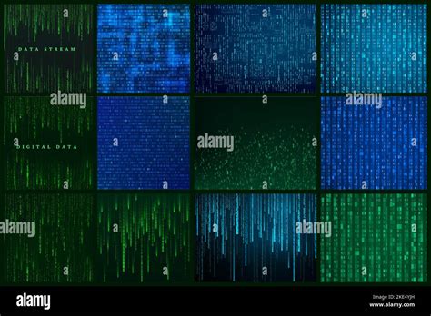 Set Of Futuristic Abstract Background Matrix Style Sci Fi Backdrop
