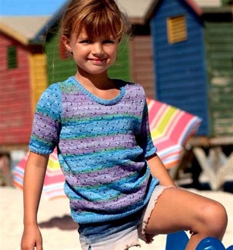 Летний пуловер для девочки Классическая модель летнего легкого пуло ВЯЖЕМ ДЕВОЧКАМ Постила