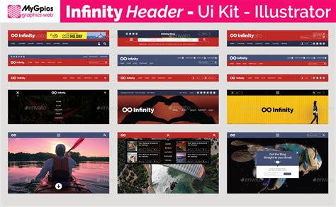 Infinity Header Ui Kit Web Elements Graphicriver