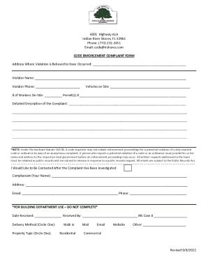 Fillable Online Code Enforcement Complaint Form Code Enforcement Fax Email Print PdfFiller
