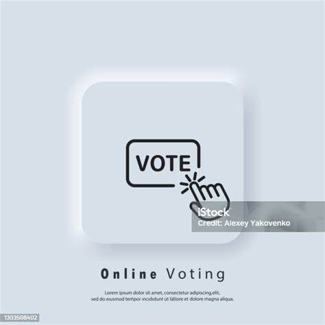 투표 로고 온라인 투표 아이콘 손 투표 버튼 라인 아이콘을 클릭합니다 벡터 Ui 아이콘입니다 Neumorphic Ui Ux 화이트 사용자 인터페이스 웹 버튼 노이모티즘