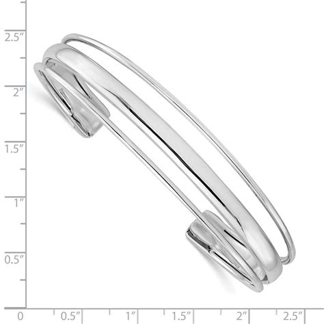 Leslies Sterling Silver Rh Plated Polished Fancy Slip On Bangle Qlf247